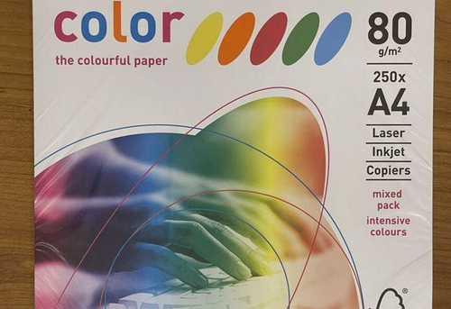 Бумага цветная для принтера A4 250 листов