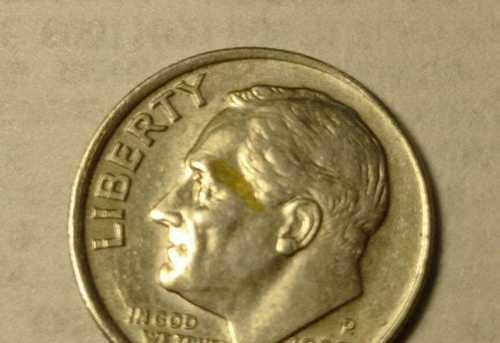 Монета 10 центов США 1989 год
