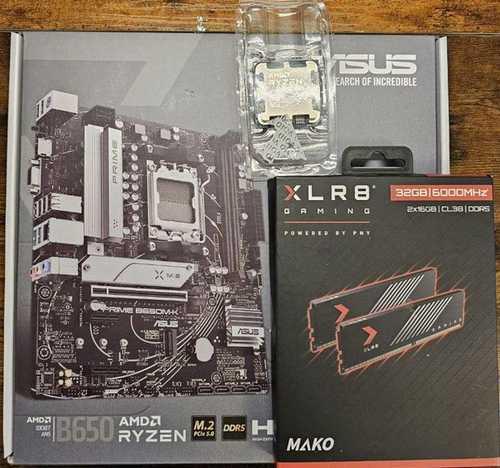 Ryzen 5 7500f комплект, 32gb 6000, asus B650