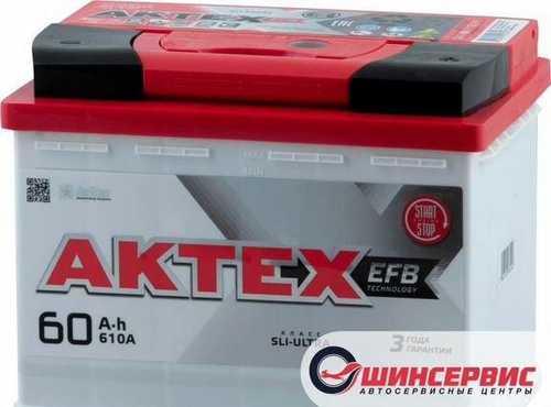 Автомобильный аккумулятор Aktex Efb 60 Ач 610 А об