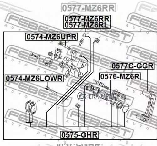 Febest 0577MZ6RL Суппорт тормозной mazda 6 -08 задн.лев