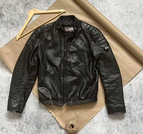 Vintage Leather Brooks Cafe Racer 80s Moto Jacket