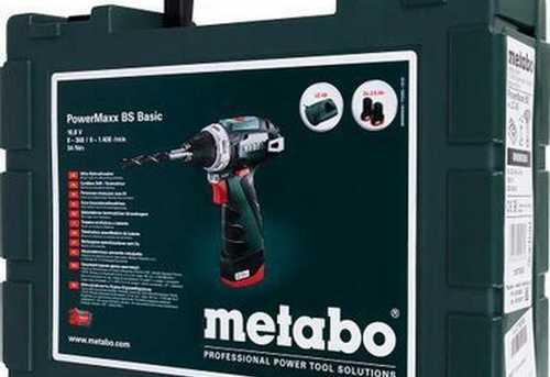 Дрель-шуруповерт metabo PowerMaxx BS, 2Ач, 2 акб