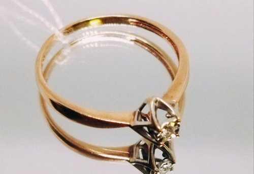 Золотое кольцо 375 с бриллиантом 16,5 размер