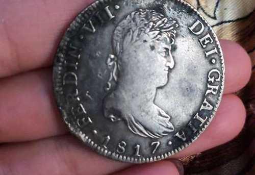 Монета 8 реалов 1817 г Испанская колония Мексика