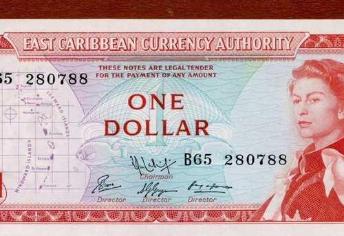 Восточные Карибы 1 доллар 1965 г. UNC. P-13f