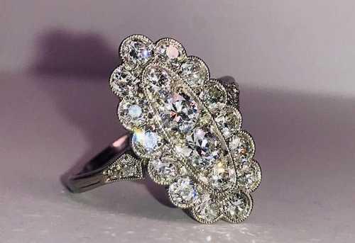Антикварное кольцо платиновое с бриллиантами