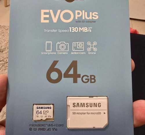 Карта памяти Samsung EVO plus 64Gb