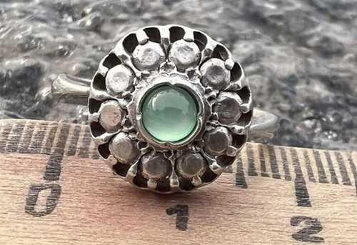 Серебряное кольцо 925 хризопраз винтаж
