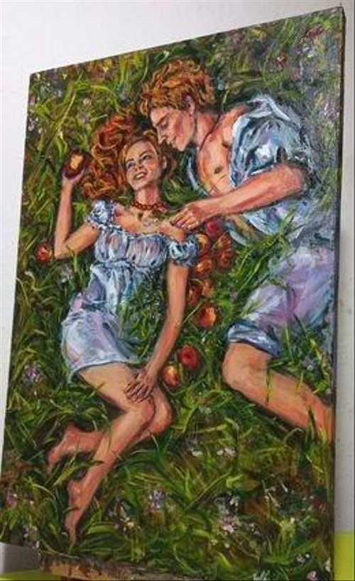 Картина маслом на холсте "Встреча влюблённых "