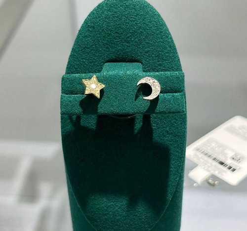 Серьги золотые луна и звезды