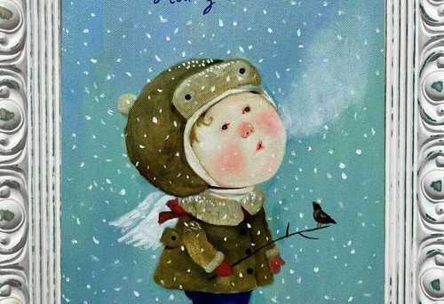 Картина маслом "Мой зимний ангел"копия Гапчинской