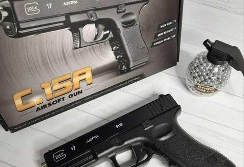 Детский пистолет металлический Glock17