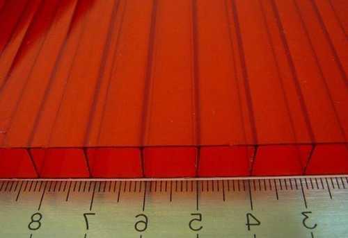 Сотовый поликарбонат 16 мм. красный