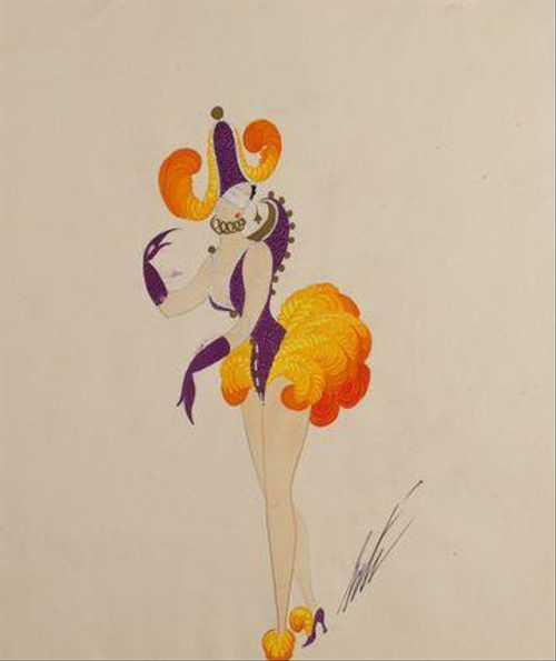 Эрте. Erté. Гуашь. Костюм для варьете