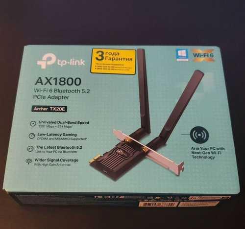 Tp link archer tx20E wi-fi 6 bluetooth 5.2 адаптер