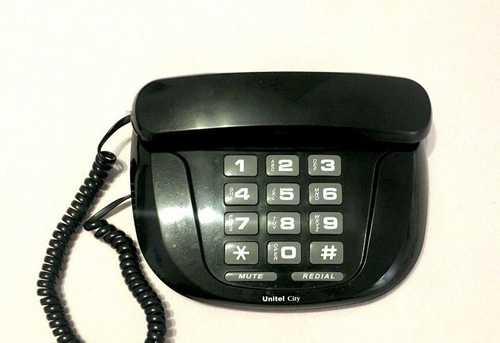Телефон стационарный чёрный с большими кнопками
