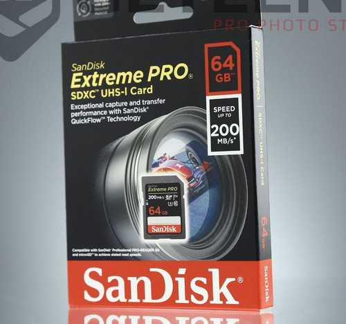 Карта памяти SanDisk sdxc 64GB Extreme Pro U3 4K V