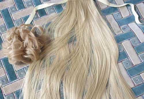 Волосы на заколках блонд