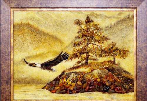 Картина из янтаря - Пейзаж с орлом Array