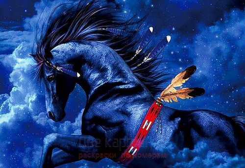 Алмазная мозаика 40x50 Черный конь в ночном небе