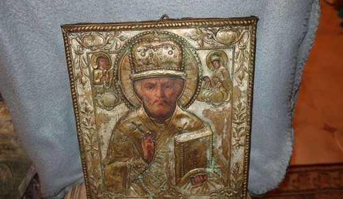 Старинная икона Николай Чудотворец