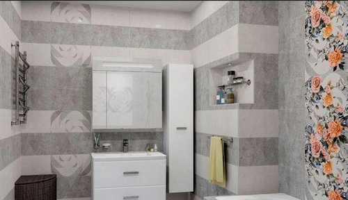 Плитка в ванную серый цемент