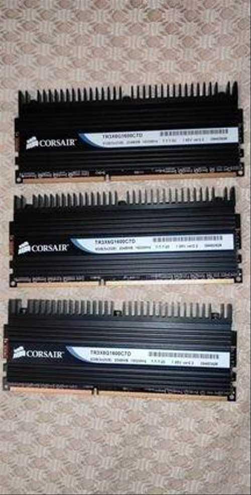 DDR3 PC12800 (1600 мгц) 3x2GB (6GB) CL7 1.65V
