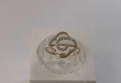 Золотое кольцо с камнями 585 (юбл)