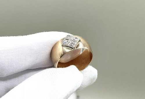 Золотое кольцо чалма СССР с бриллиантами 583
