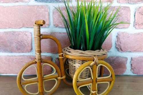 Плетёный велосипед, кашпо под цветок