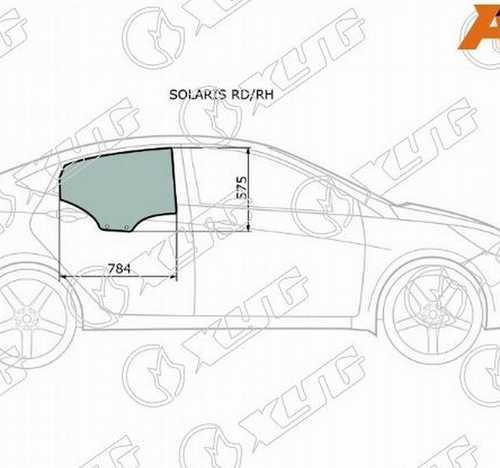 Стекло боковое опускное hyundai solaris