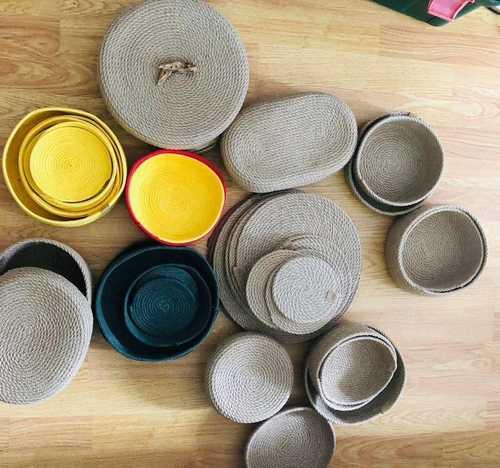 Корзины из джута с крышкой,салфетки