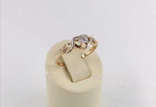 Золотое кольцо с фианитом 585 размер 17,8 РФ