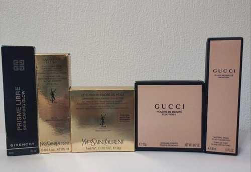 Givench, YSL, Gucci