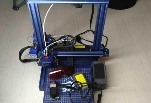 3D Принтер + Лазерный гравер + 2 Экструдера