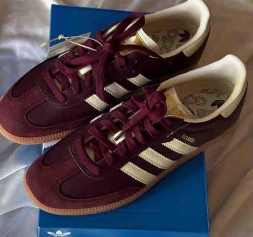 Adidas samba OG maroon gold metallic женские