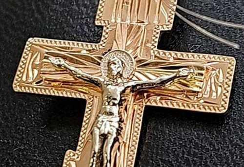 Золотой православный крест ручной работы. Новый