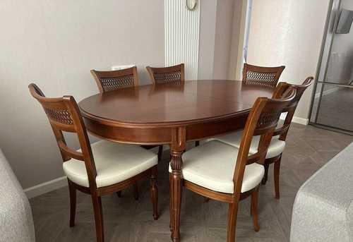 Обеденный стол овальный и 6 стульев Италия