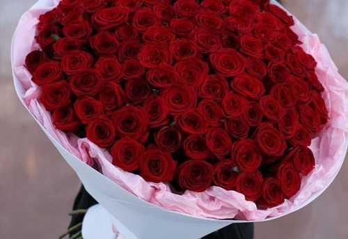 101 роза, Red Naomi 80см, цветы