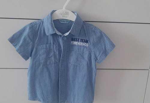 Рубашка для мальчика 92 с коротким рукавом голубая