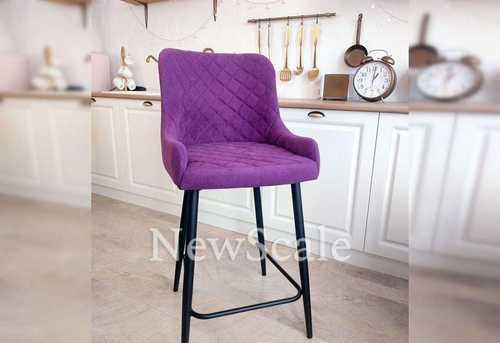 Барный фиолетовый мягкий стул для кухни велюр