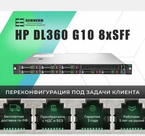 HP DL360 G10 8xSFF/2xGold 6142/128Gb/2x800WT