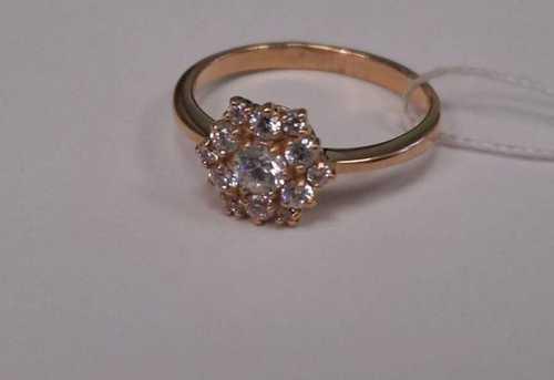 Золотое кольцо с фианитами 16,5 размер