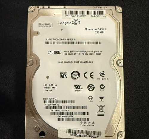 Seagate Momentus 5400.6 250Г6. Жёсткий диск 2,5"