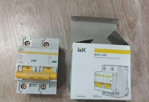 Выключатель автоматический IEK BA 47-100 2P, 80A