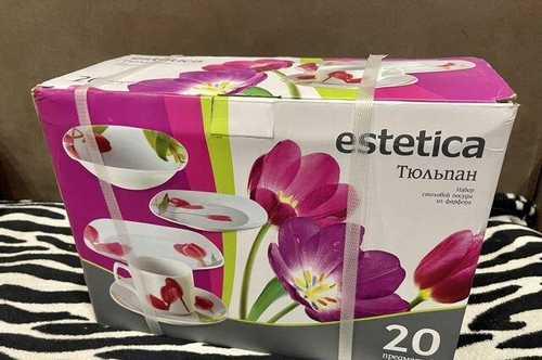 Набор посуды Estetica «Тюльпаны» (20 предм.) новый