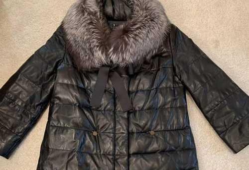 Пальто женское зимнее кожаное 42 размер
