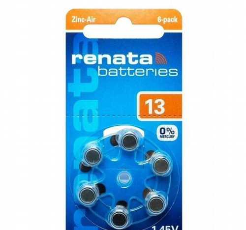 Батарейка Renata ZA13 BL6 Zinc Air 1.45V (6/60/300/3000)