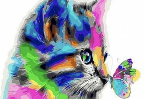 Картина по номерам Paintboy "Котенок с бабочкой"